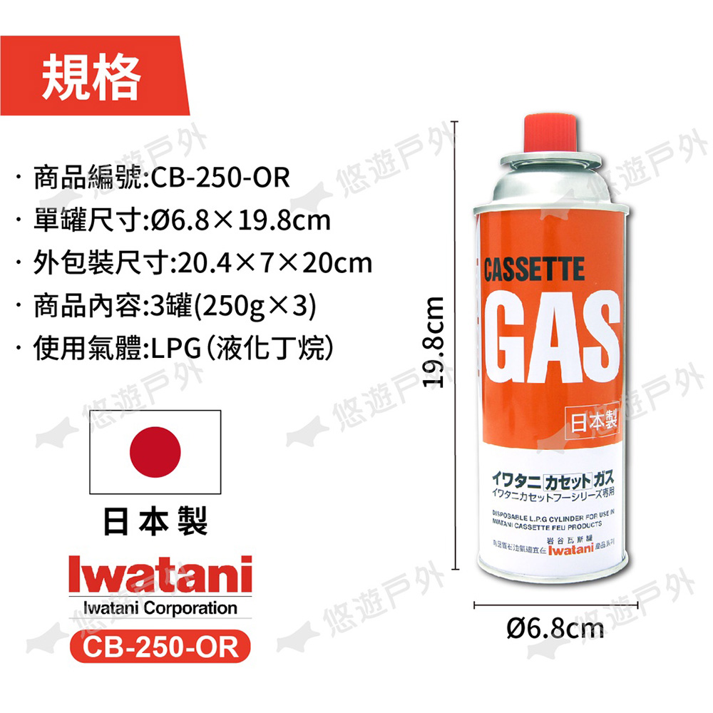 【Iwatani岩谷】卡式瓦斯罐 CB-250-OR 250g 三入組 - PChome 24h購物