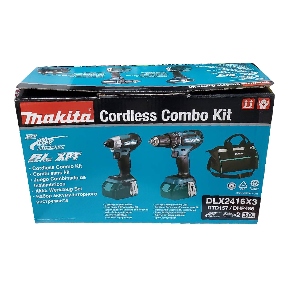 MAKITA 牧田 18V無刷電鑽起子雙機組 (DTD157+DHP485/DLX2416X3)(含3.0電池*2/不含充電器 ...