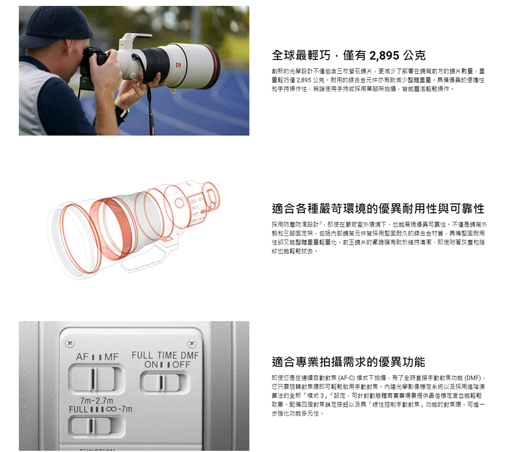 SONY FE 400mm F2.8 GM OSS SEL400F28GM 定焦鏡 (公司貨) - PChome 24h購物
