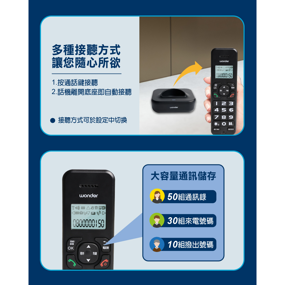 旺德 DECT無線電話機 WT-D07 - PChome 24h購物