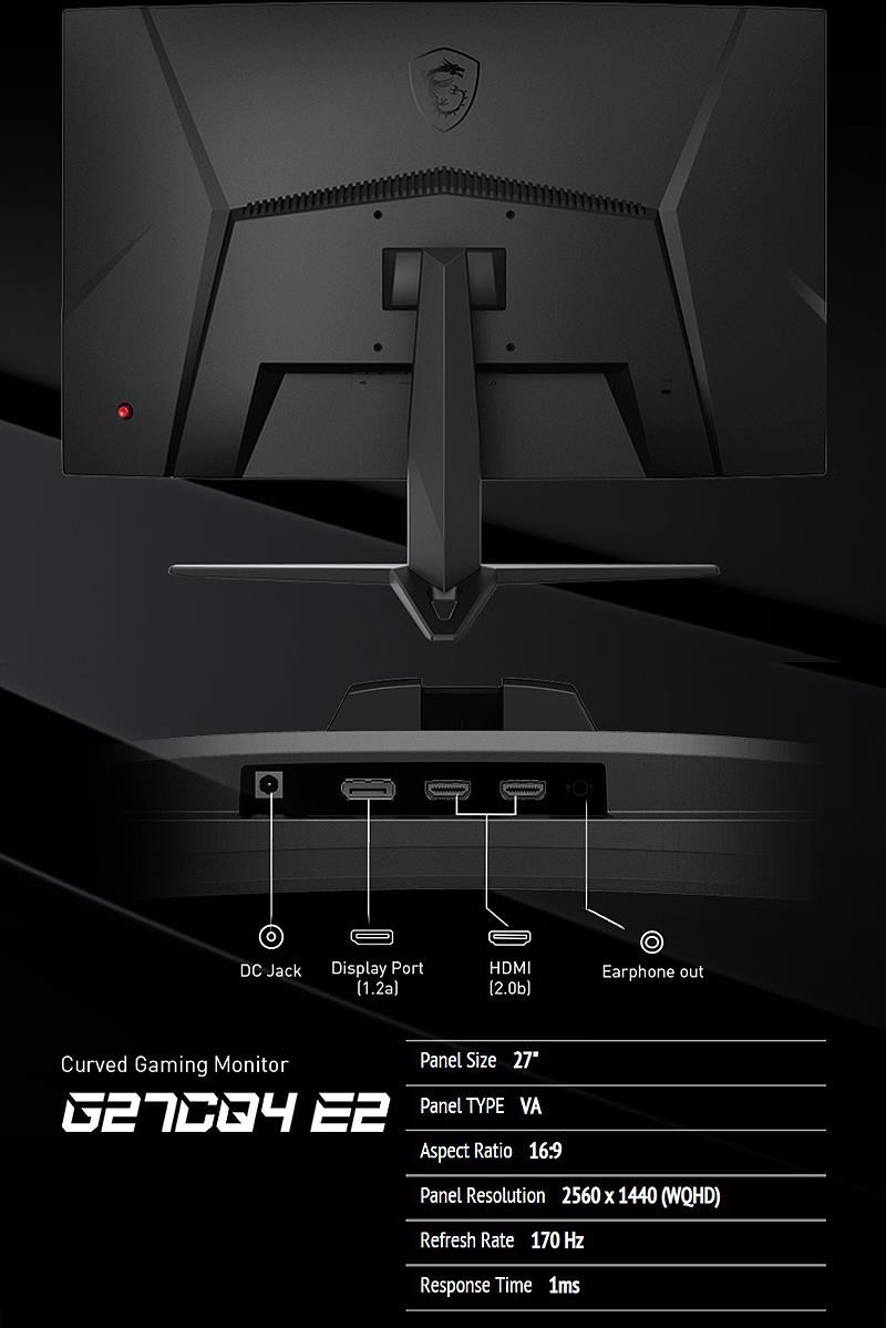 MSI 微星 Optix G27CQ4 E2 27型 2K 1500R 曲面電競螢幕 - PChome 24h購物